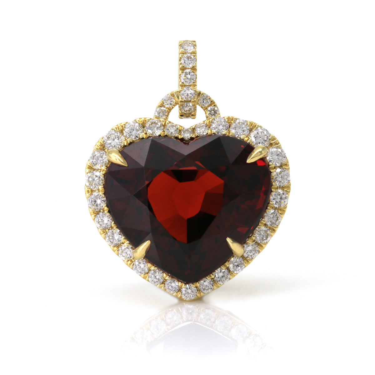 15.76ct Guild Garnet Heart Shape Halo Diamond Pendant 18K White Gold – Gabe Zac Jewellery