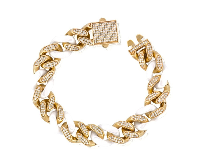 1.785ct Diamond & Ceramic 9K Yellow Link Bracelet – Gabe Zac Jewellery