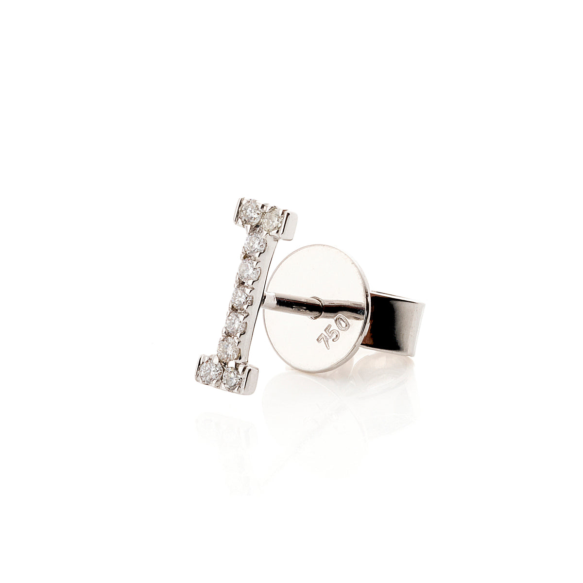Initial Diamond "I" Single Earring Stud 18K White Gold – Gabe Zac Jewellery