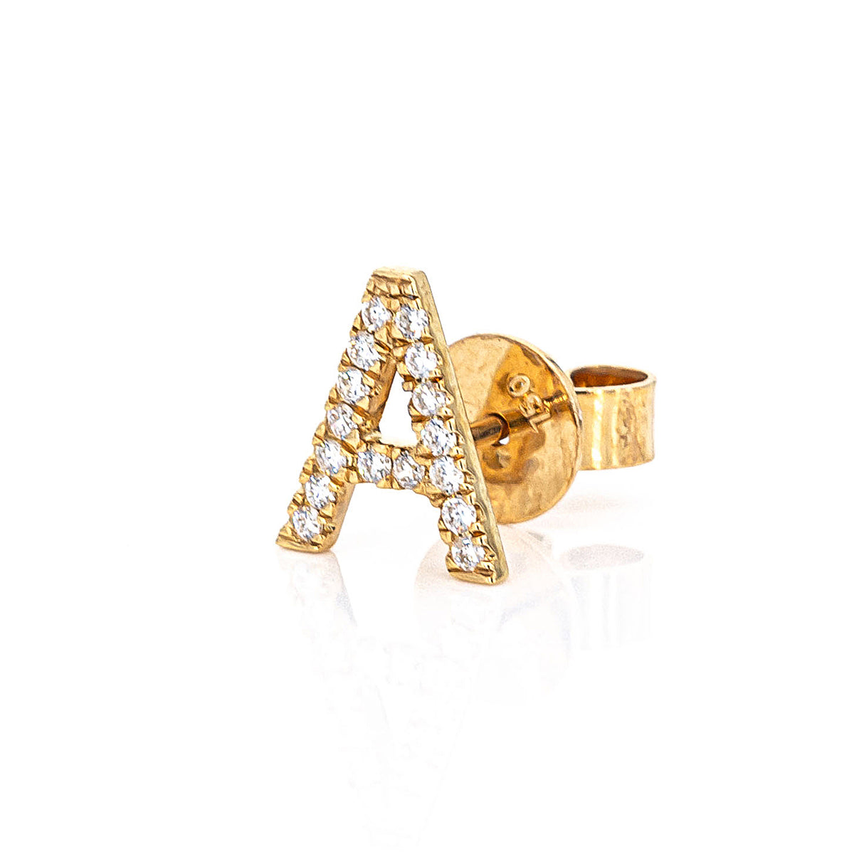 Initial Diamond "A" Single Earring Stud 18K Yellow Gold – Gabe Zac ...