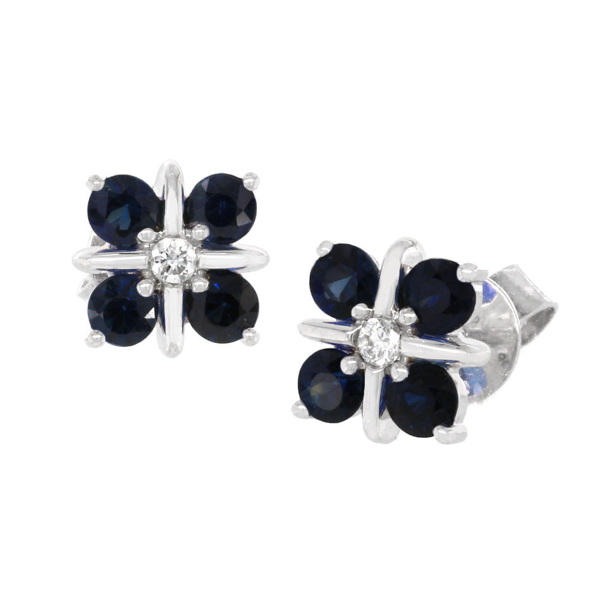 1.06ct Blue Sapphire Diamond Stud Earrings in 18K Gold – Gabe Zac Jewellery