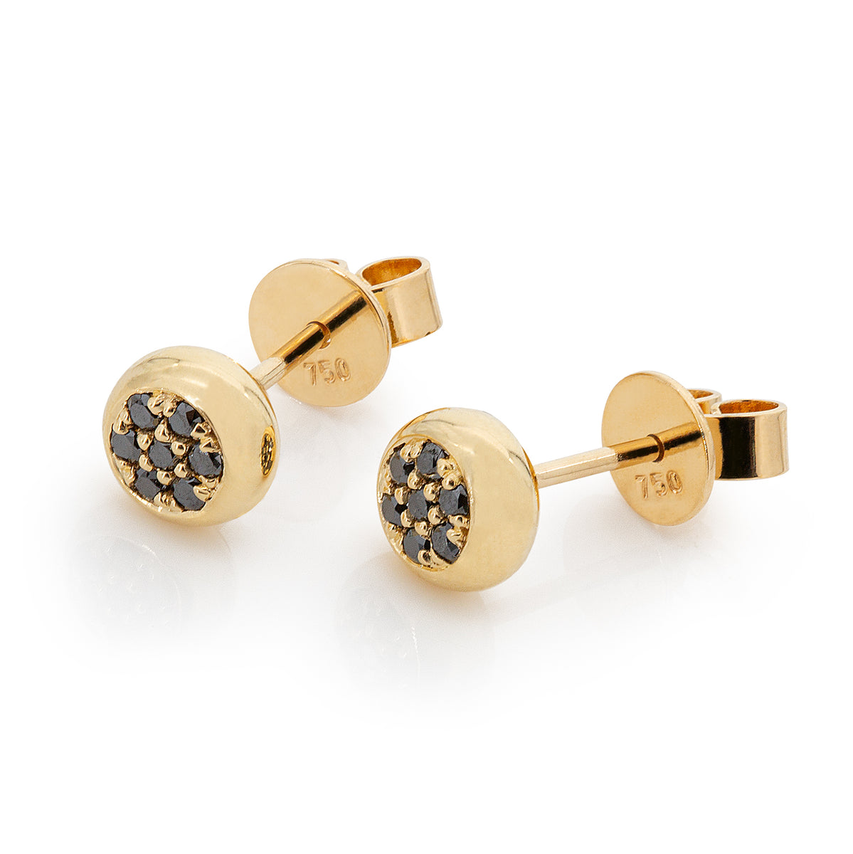Little Miss - 0.13ct Black Diamond Stud Earrings 18K Yellow Gold – Gabe ...