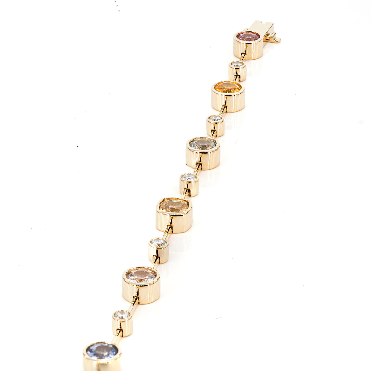 4.22ct Sunset Multicolor Sapphire & Diamond Bracelet in 14K Yellow Gol ...